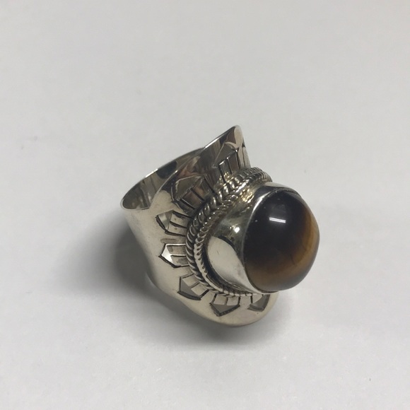Jewelry | Real Silver Ring W Large Granite Style Stone | Poshmark